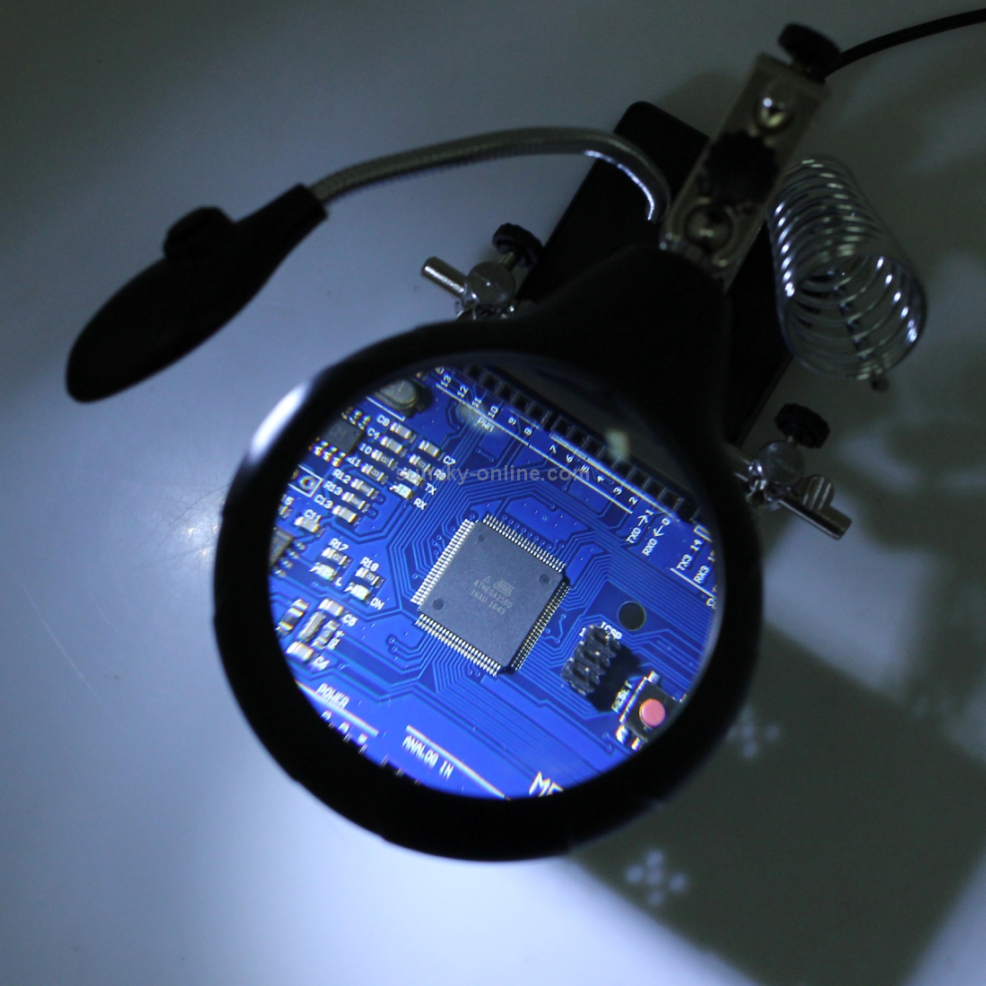 5 LED Auxiliary Clip Magnifier with AC/DC Interchangeable Hand Solder ...